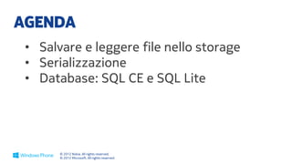 Accesso ai Dati in Windows Phone: Isolated Storage, Database e Data ...