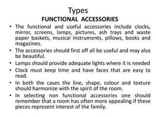 Types of Accessories in Interior Decoration | PPT