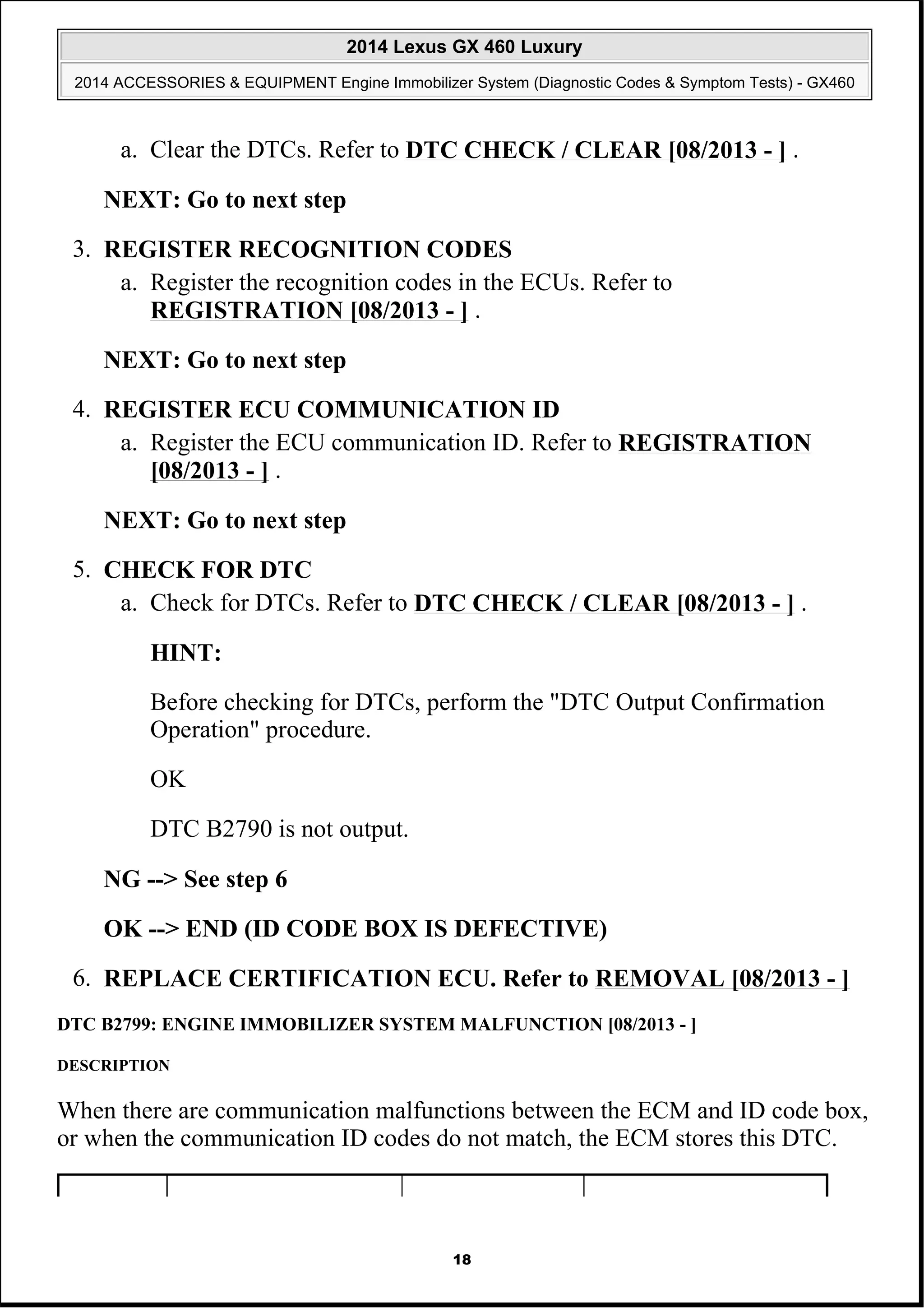 Lexus ACCESSORIES & EQUIPMENT Engine Immobilizer System (Diagnostic ...