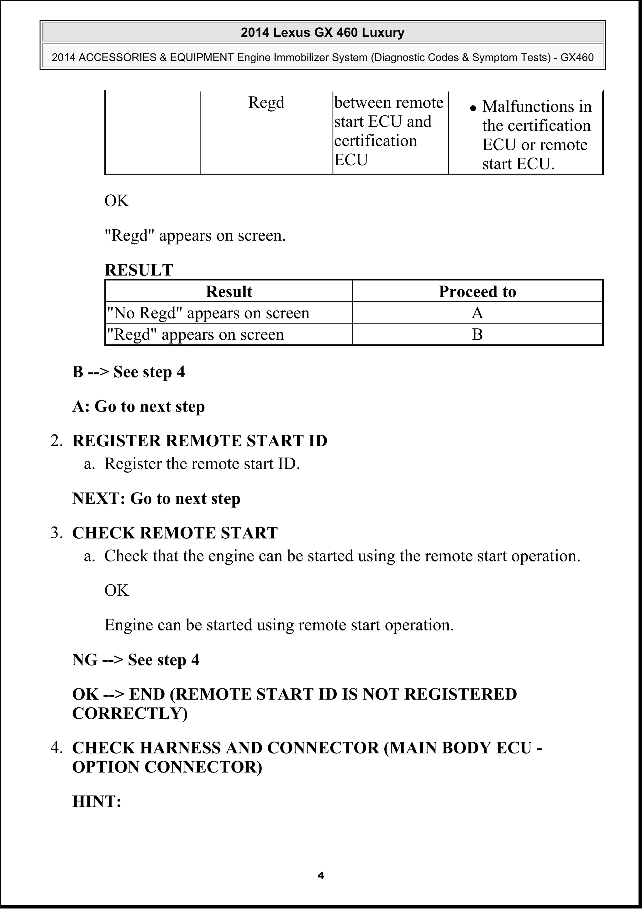 Lexus ACCESSORIES & EQUIPMENT Engine Immobilizer System (Diagnostic ...