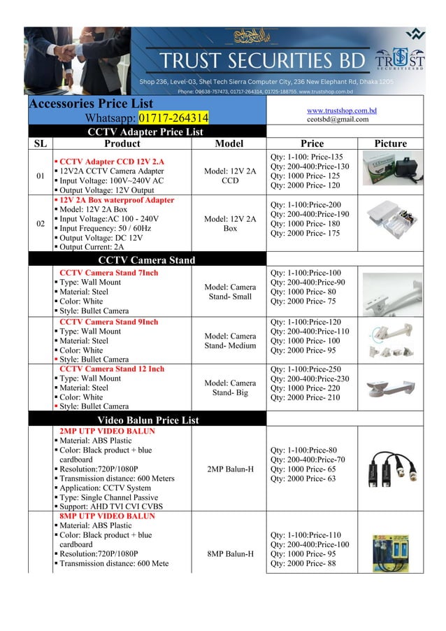 ACCESSORIES PRICE LIST.pdf | Computer Peripherals | Computing