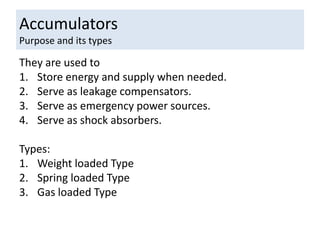 Accessory Components in Hydraulic Systems | PPTX