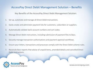 AccessPay Direct Debit Management Solution | PPT