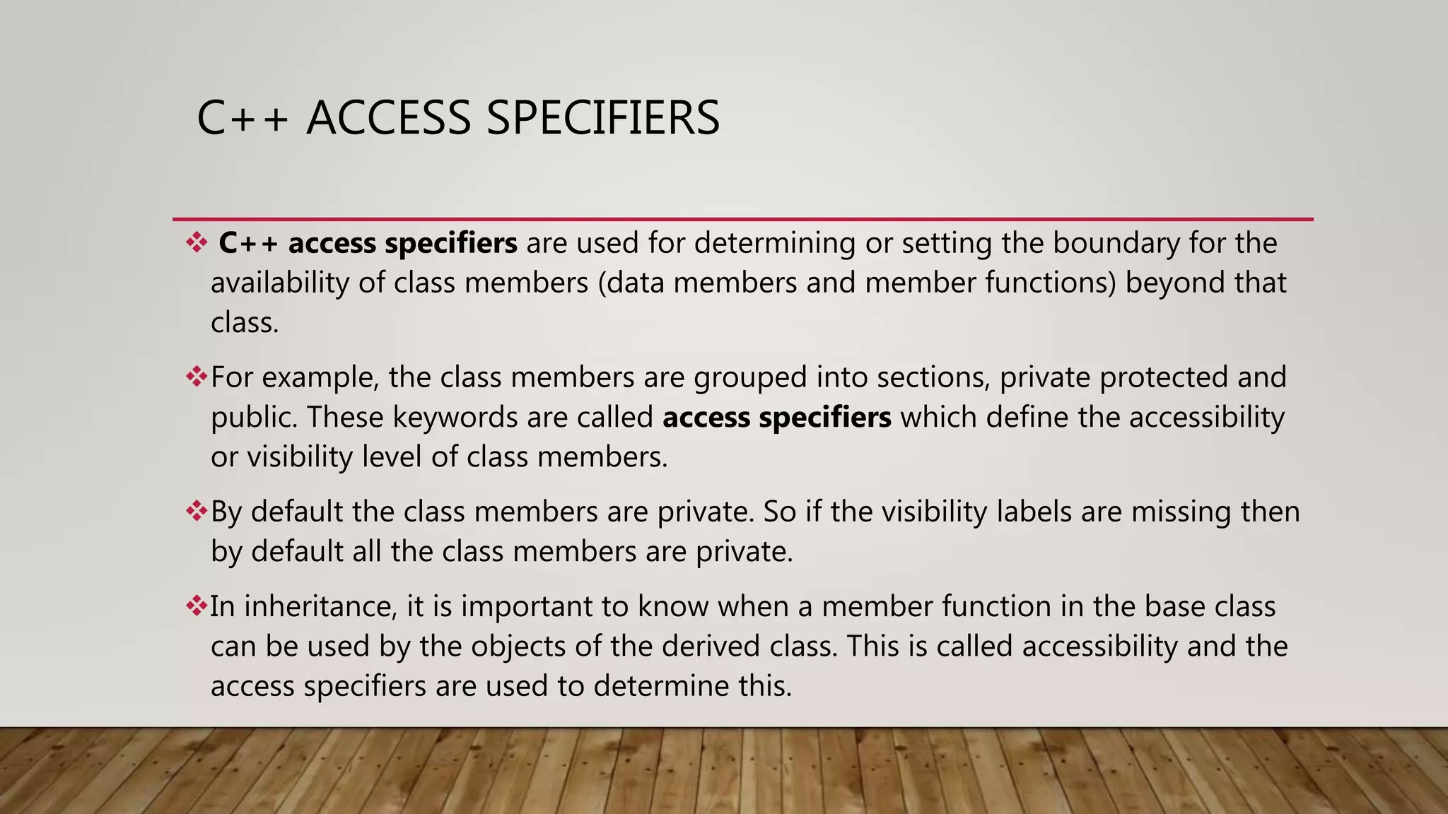 Access specifier | PPT