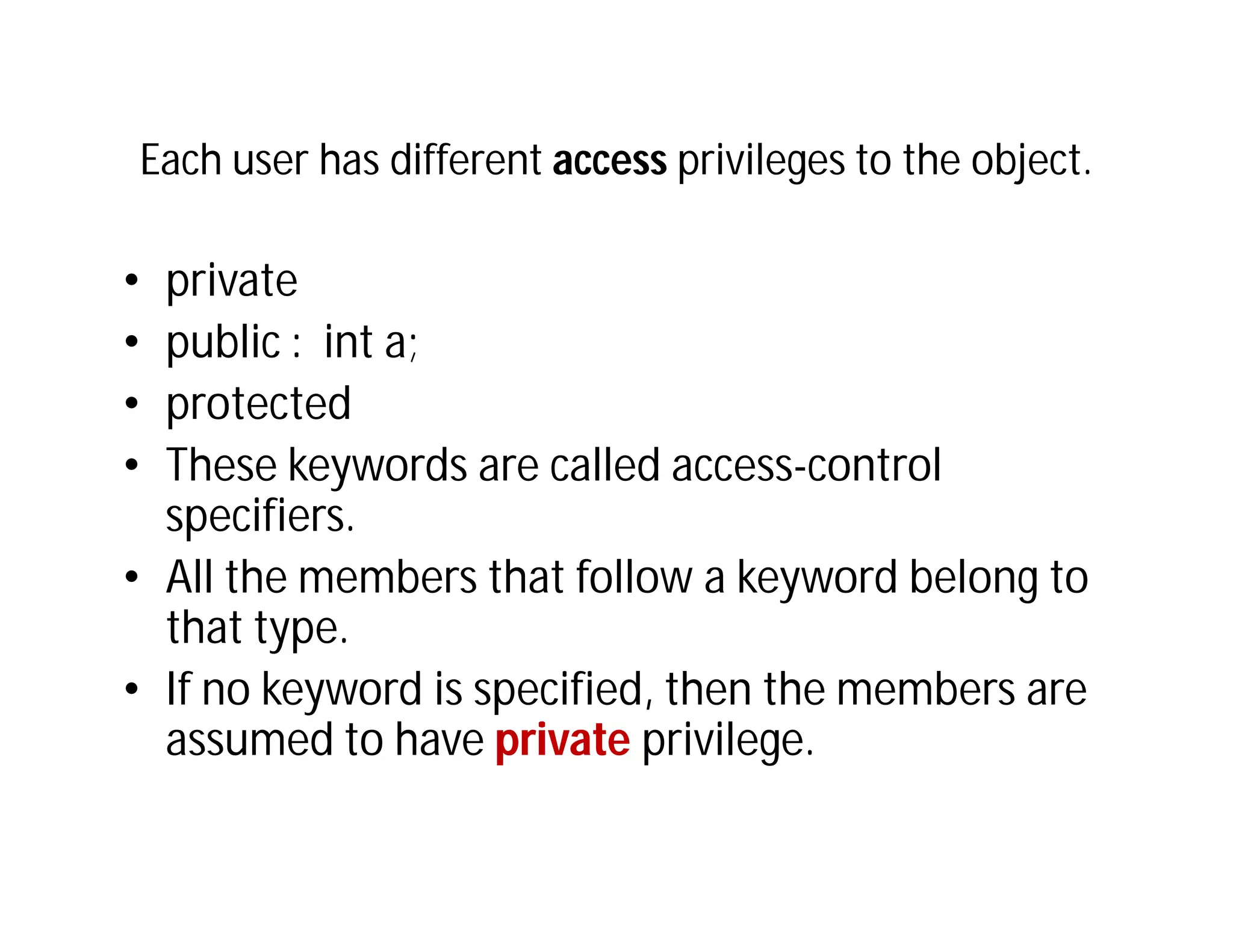 Access specifiers (Public Private Protected) C++ | PDF
