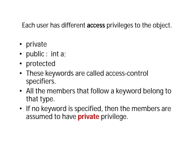 Access Specifiers Public Private Protected C