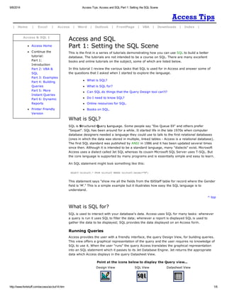 Access tips access and sql part 1 setting the sql scene | PDF