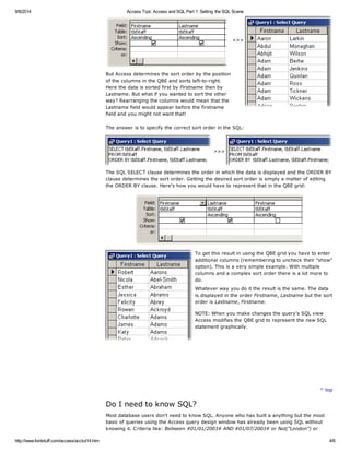 Access tips access and sql part 1 setting the sql scene | PDF