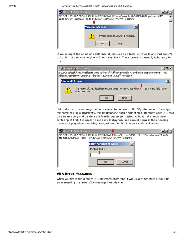 Access Tips Access And Sql Part 2 Putting Vba And Sql Together Pdf