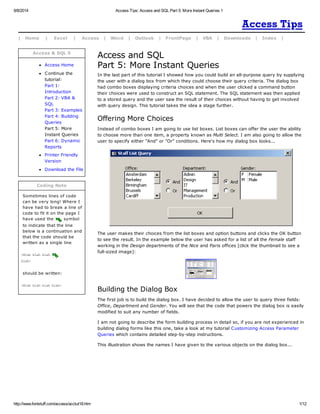 Access tips access and sql part 5 more instant queries 1 | PDF