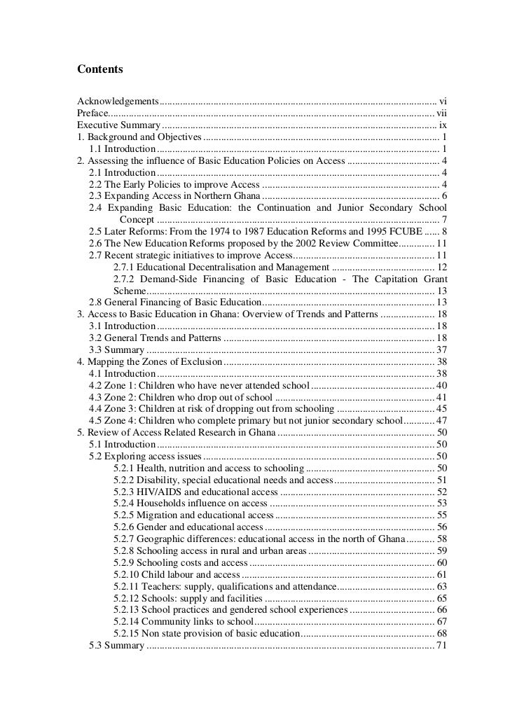 Access to basic education in ghana