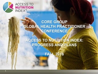 Access to Nutrition Index: Progress and Plans Fall 2016 | PDF