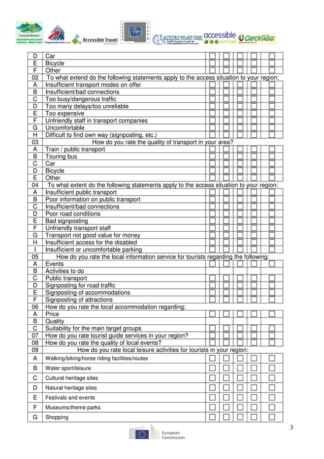 Accesstour tourism-offer-questionnaire en | PDF | Europe Travel ...