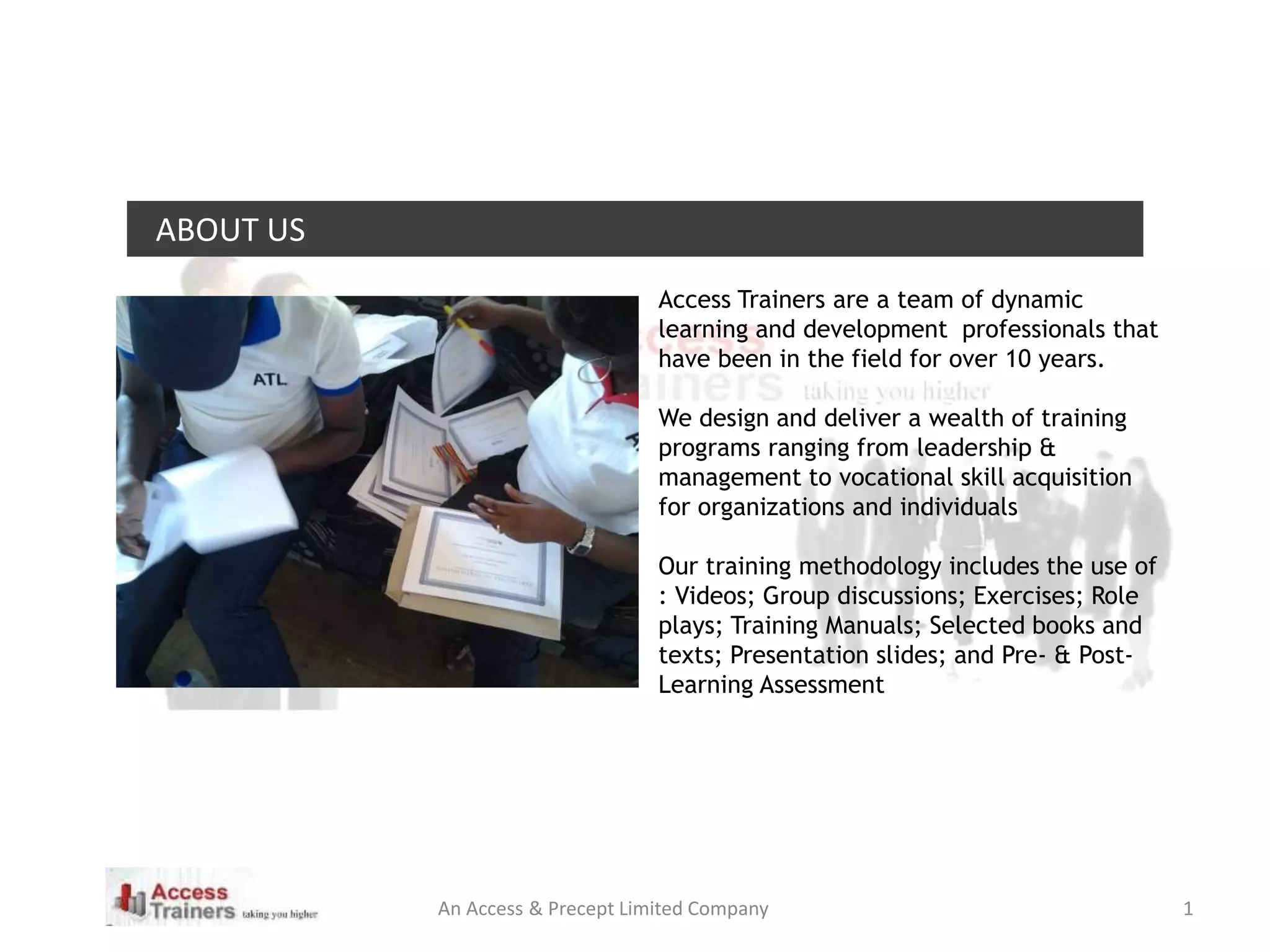 Training and Development Solutions, Lagos Nigeria - Access Trainers | PPT