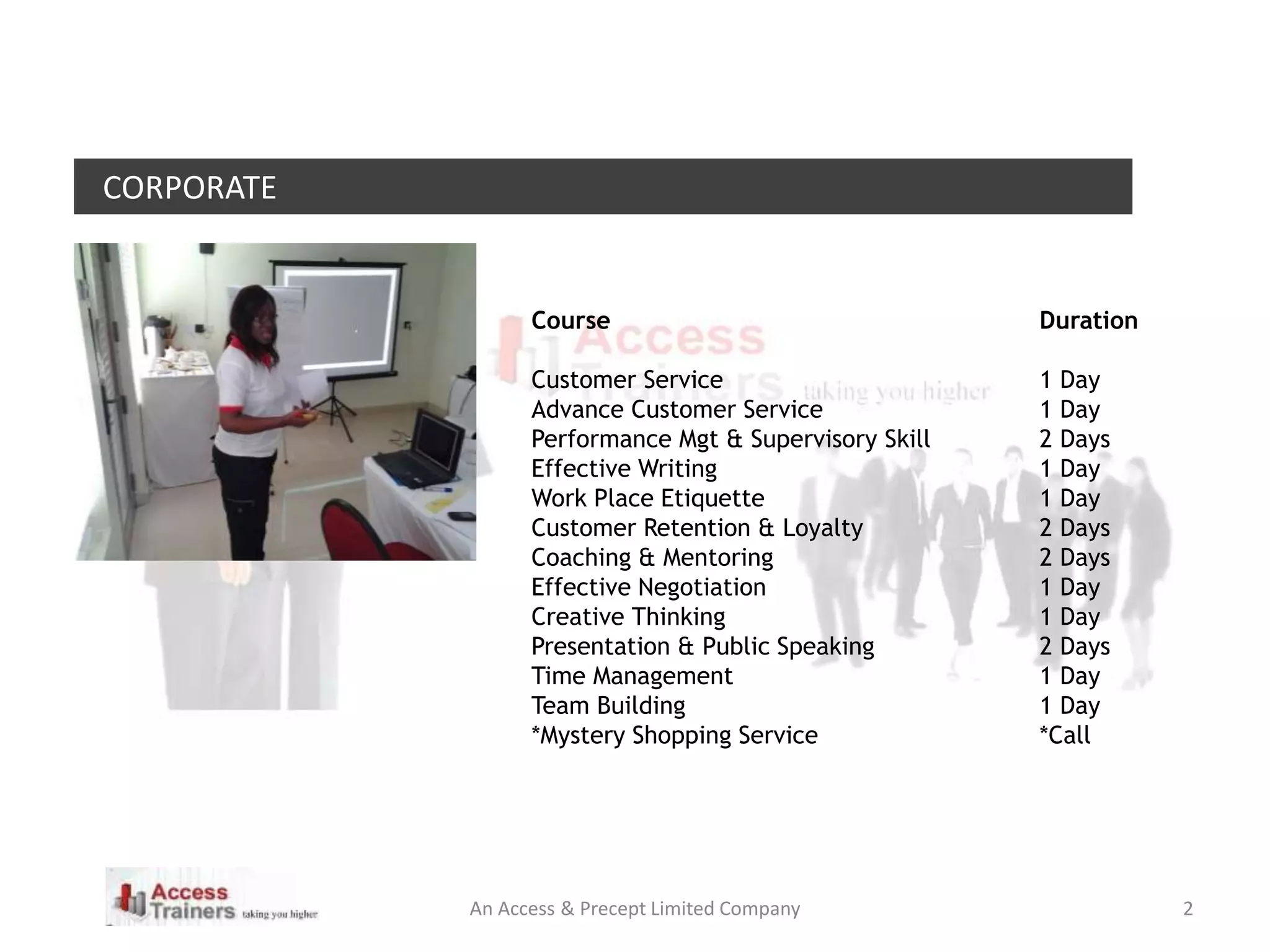 Training and Development Solutions, Lagos Nigeria - Access Trainers | PPT