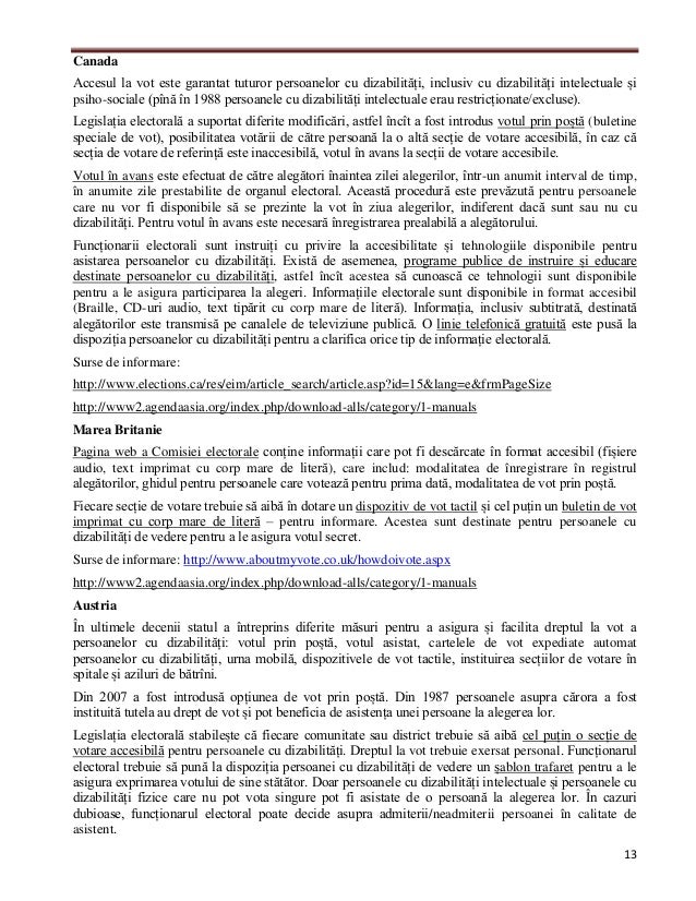 Accesul persoanelor cu dizabilitati la procesul electoral