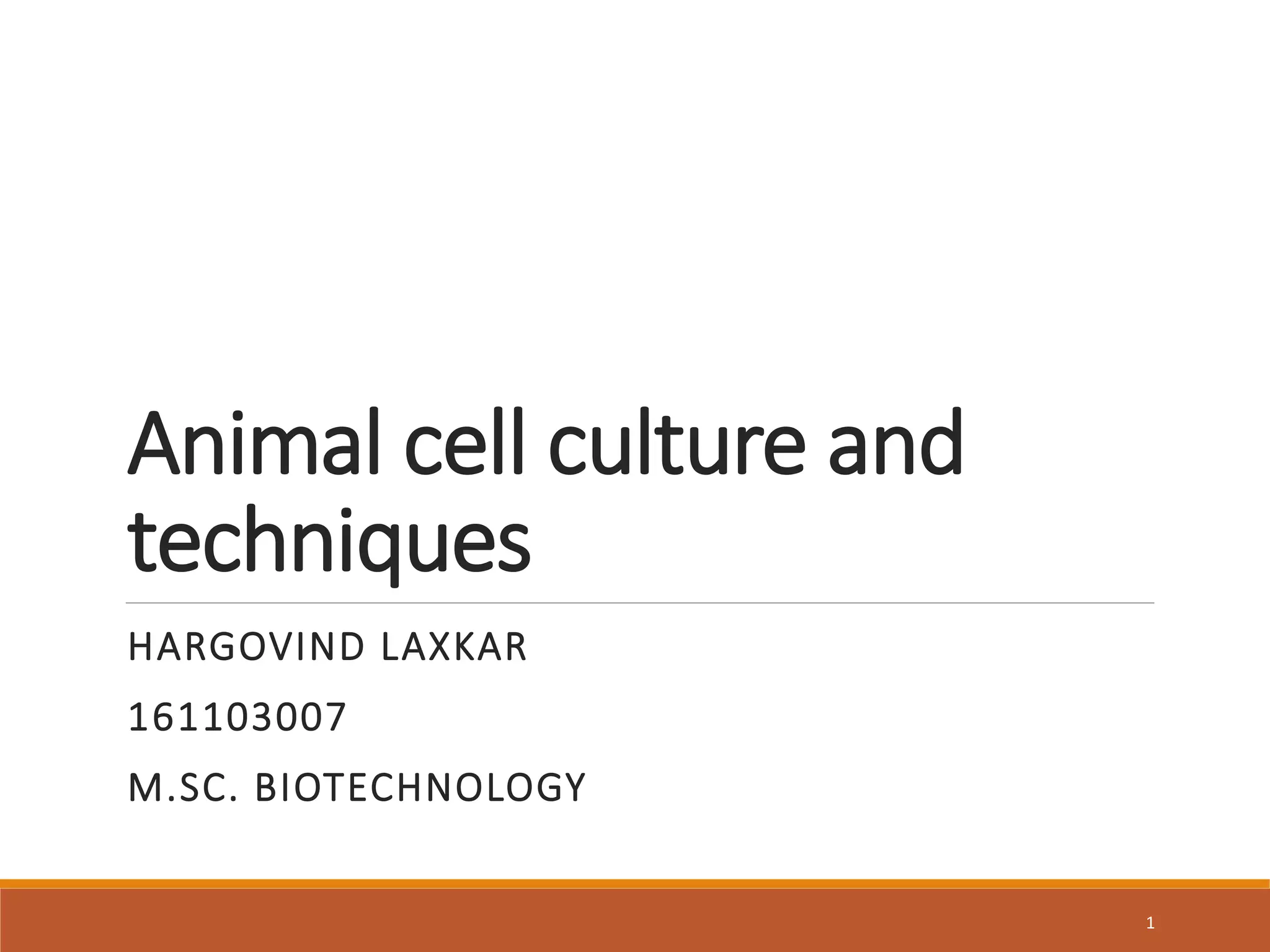 Animal cell culture and its techniques | PPT