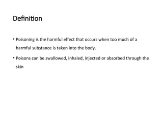 Accidental Poisoning Tutorial and the specific management | PPT