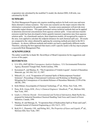 Accidental Releases Analysis for Toxic Aqueous Solutions | PDF