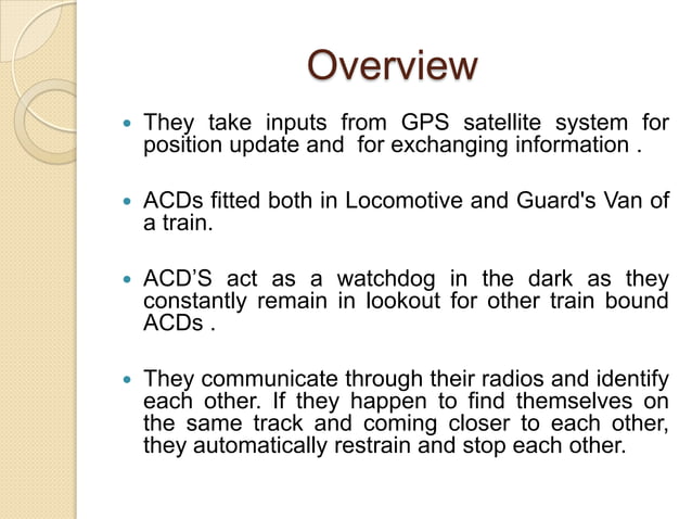 Anti collision devices (ACD) | PPTX | Rail Travel | Travel Type