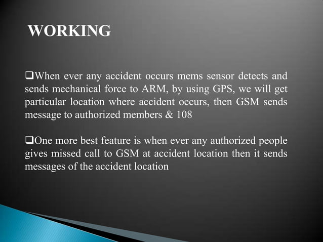 ACCIDENT DETECTION AND VEHICLE TRACKING USING GPS,GSM AND MEMS | PPTX ...