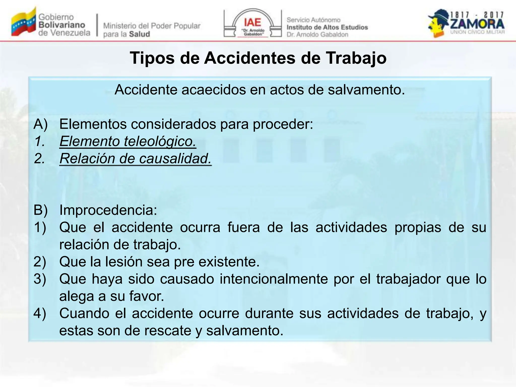 Accidente de Trabajo y Enfermedad Ocupacional. Tipos y Aspectos para su ...