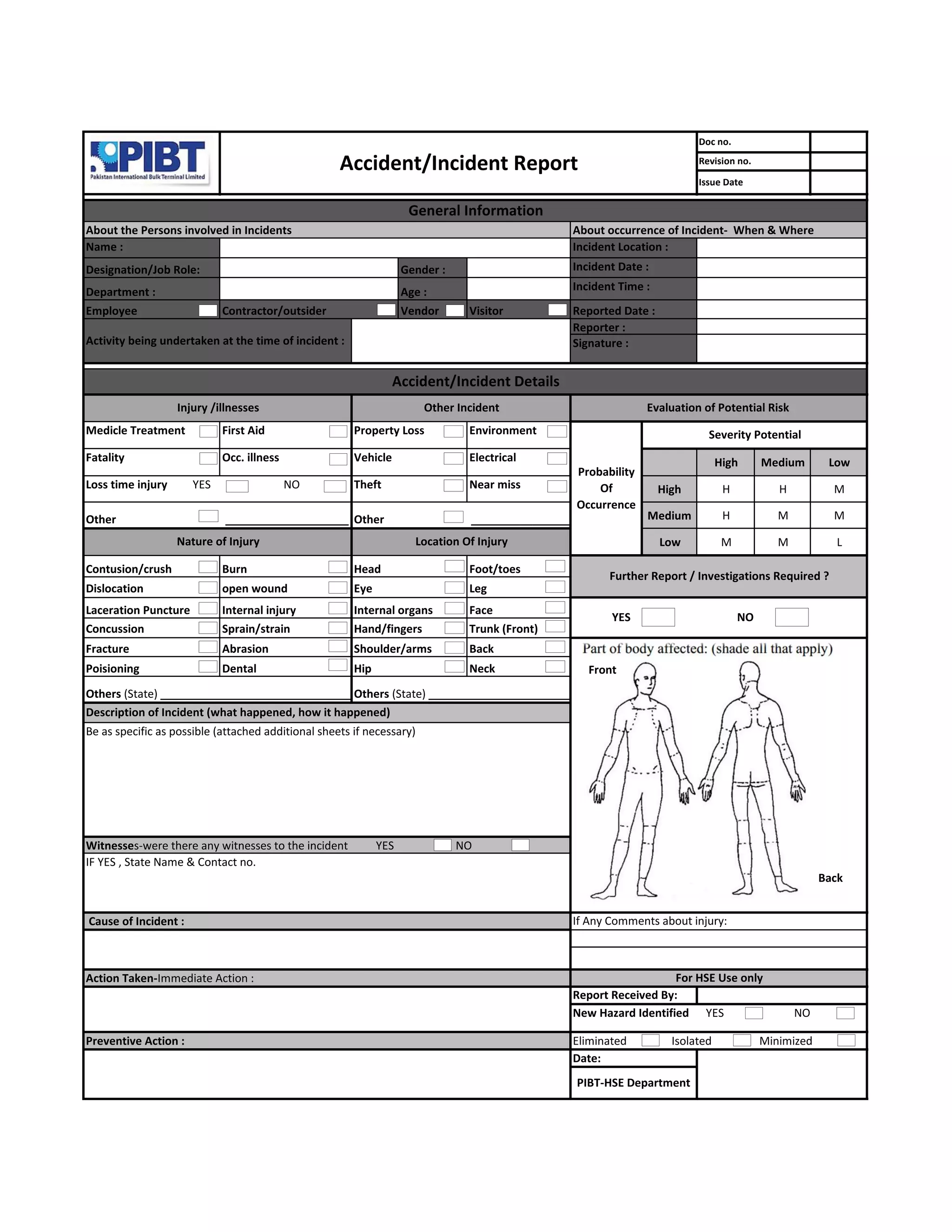Accident,incident report pibt | PDF