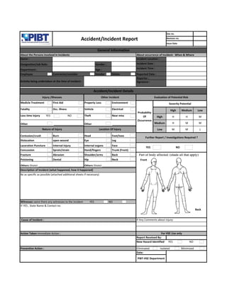 Accident,incident report pibt | PDF