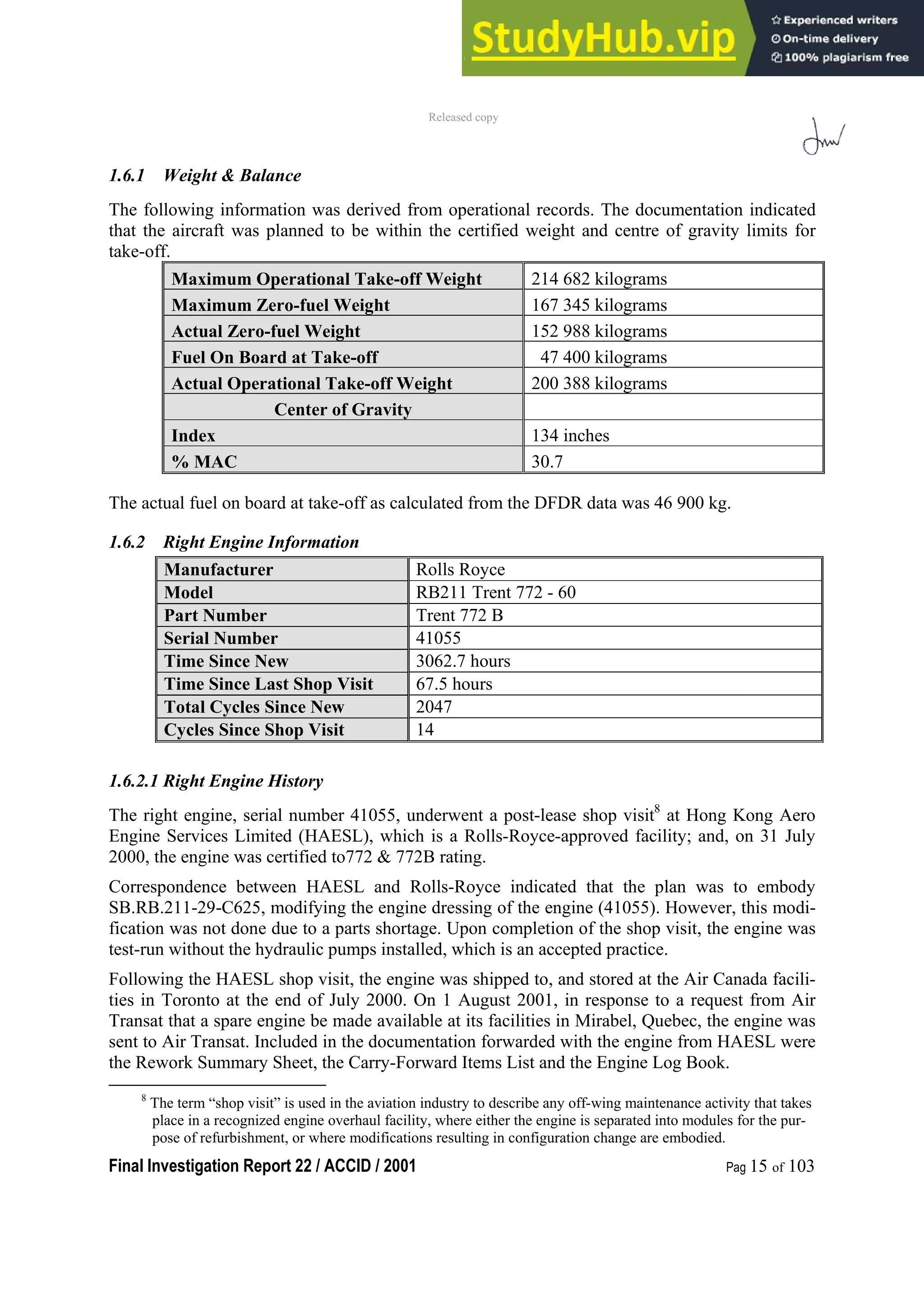 Accident Investigation Final Report Air Transat Flight 236 | PDF