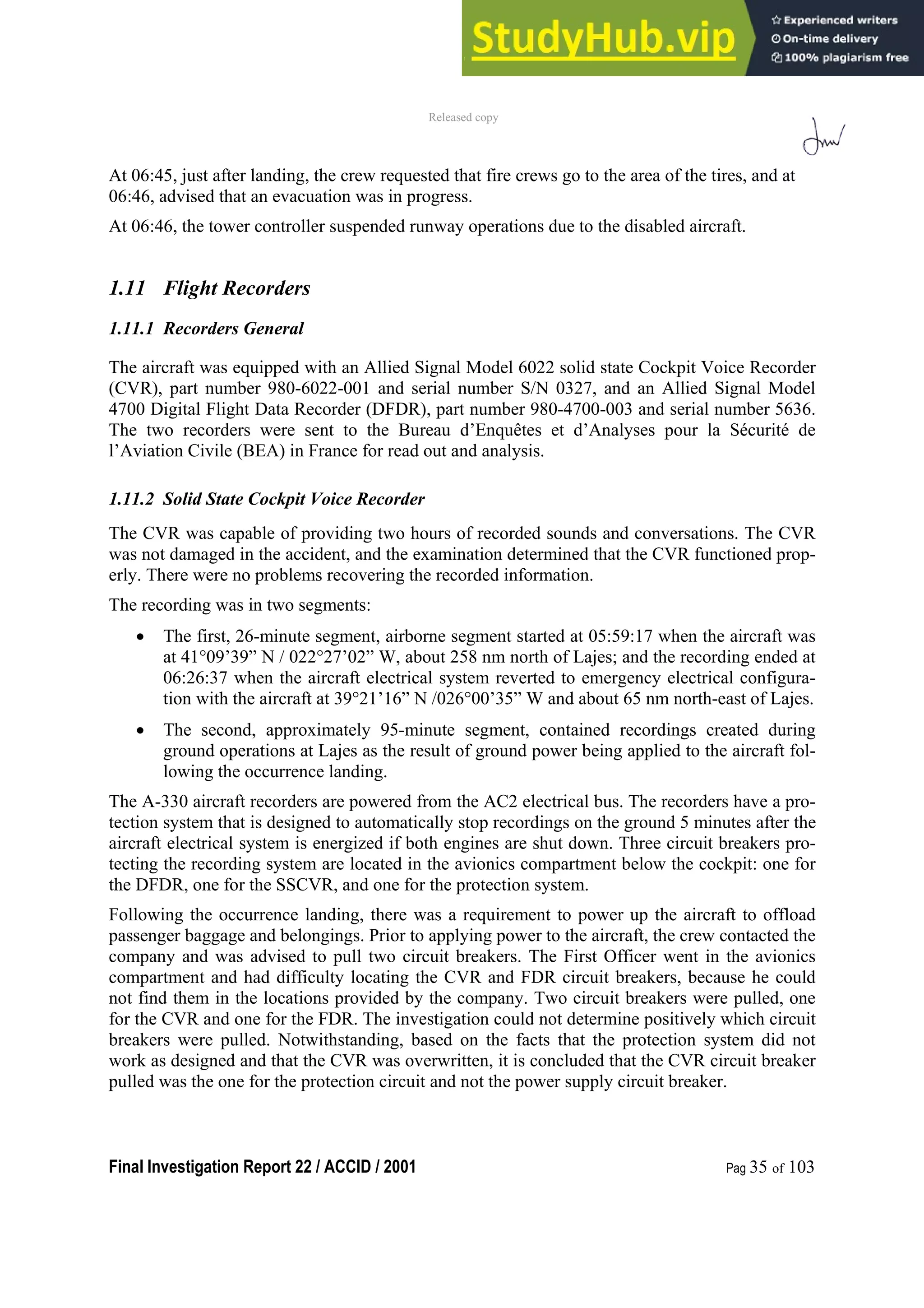 Accident Investigation Final Report Air Transat Flight 236 | PDF
