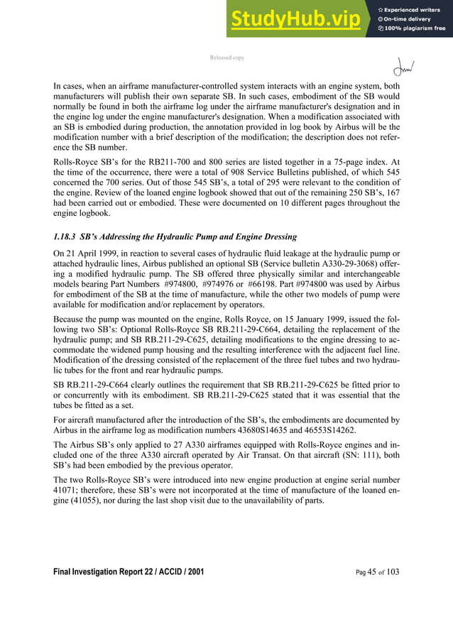 Accident Investigation Final Report Air Transat Flight 236 | PDF | Air ...