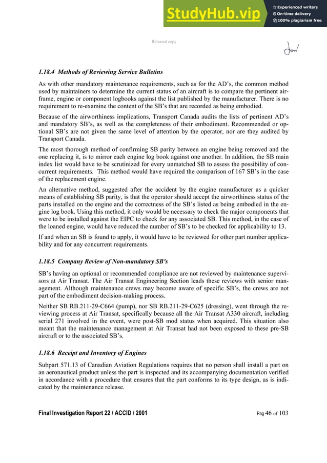 Accident Investigation Final Report Air Transat Flight 236 | PDF | Air ...
