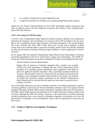 Accident Investigation Final Report Air Transat Flight 236 | PDF