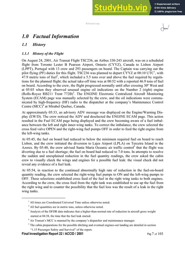 Accident Investigation Final Report Air Transat Flight 236 | PDF | Air ...