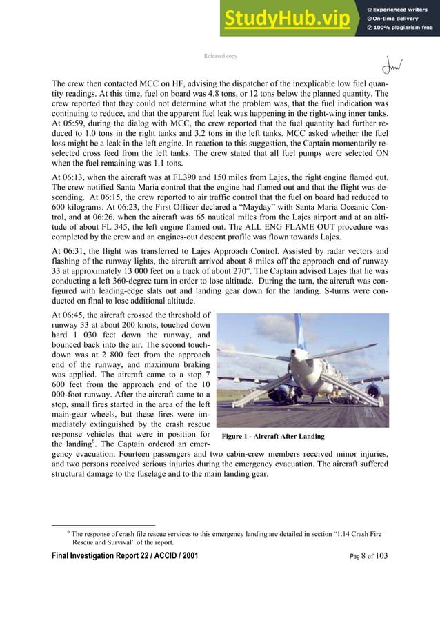 Accident Investigation Final Report Air Transat Flight 236 | PDF | Air ...
