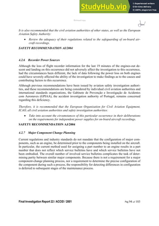 Accident Investigation Final Report Air Transat Flight 236 | PDF