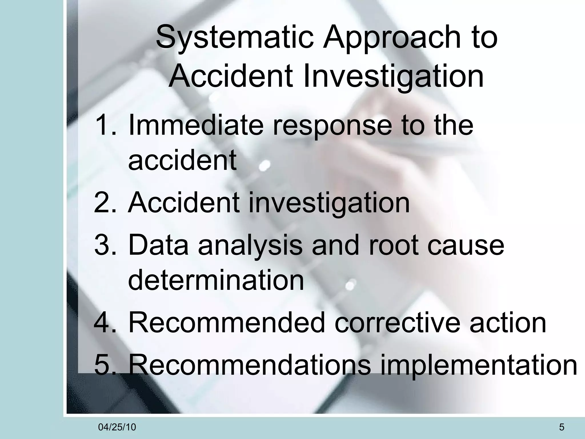 Accident Investigation Training- Safety First! | PPT