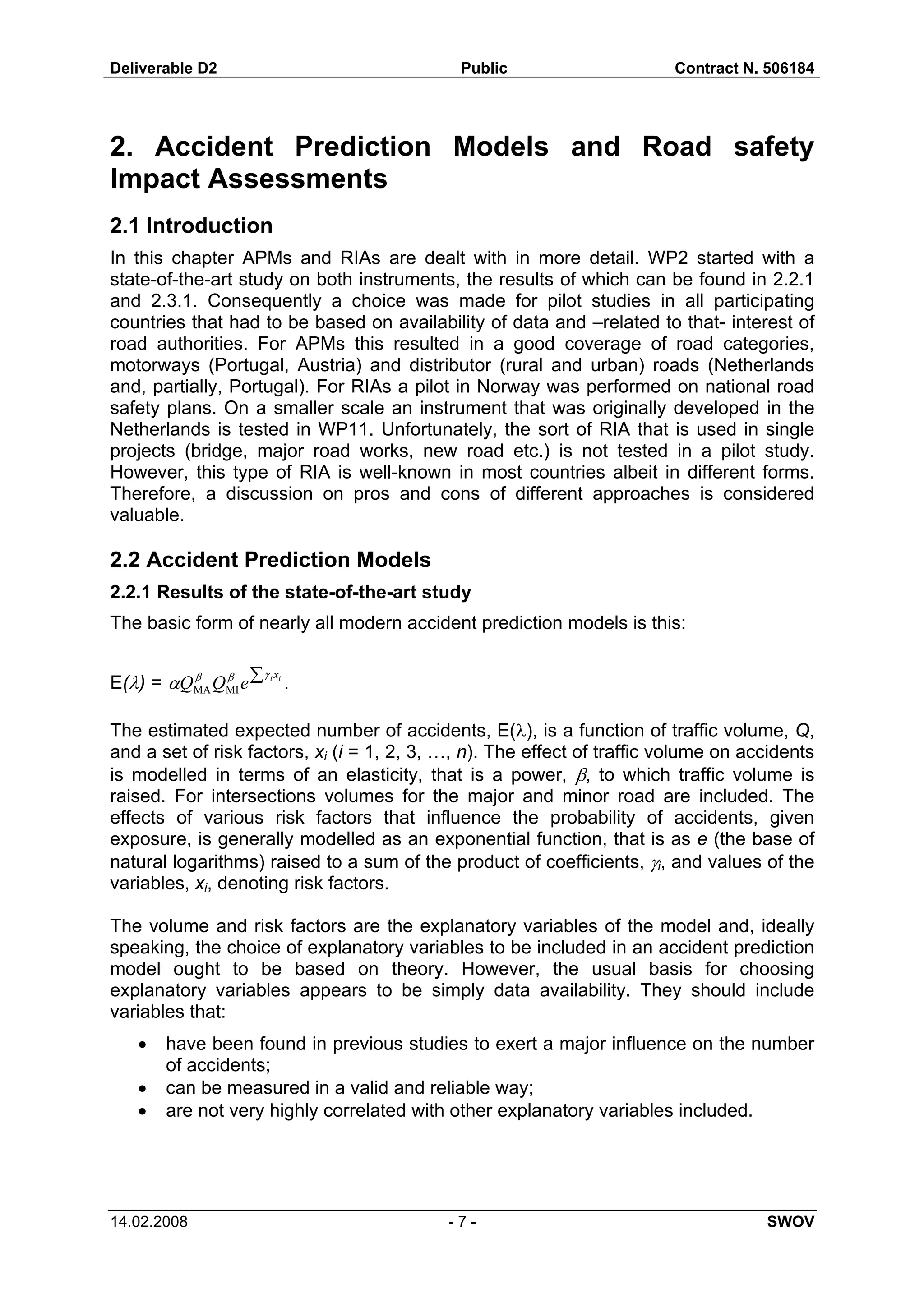 Accident prediction models | PDF