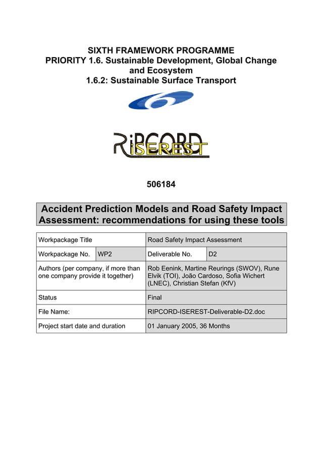 Accident prediction models | PDF