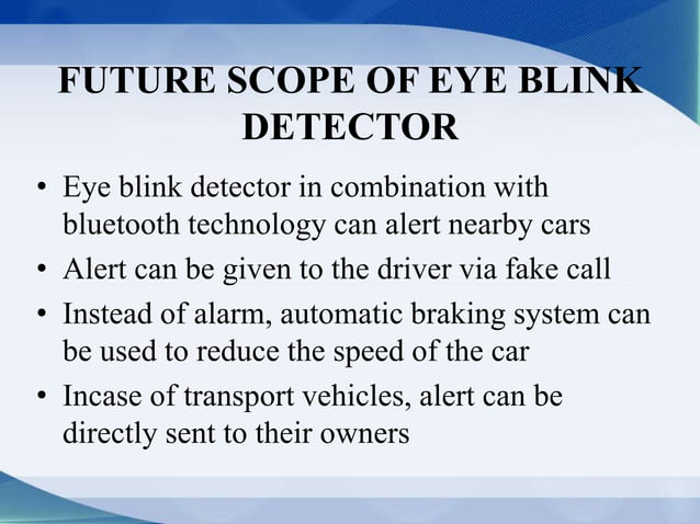Accident prevention using bluetooth tech and eye blink sensor | PPT