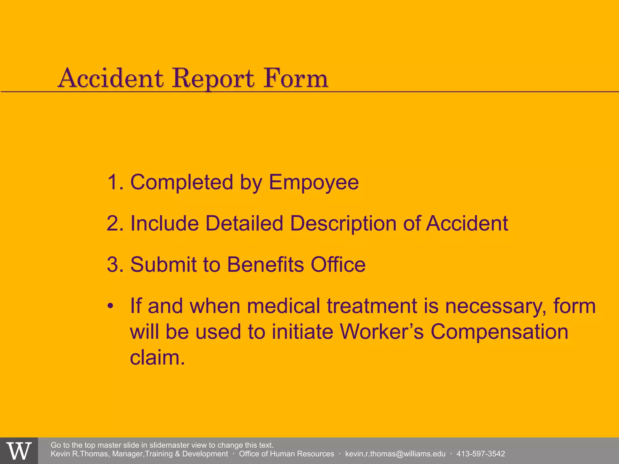 Accident reporting job aid | PPTX | Human Resources | Business