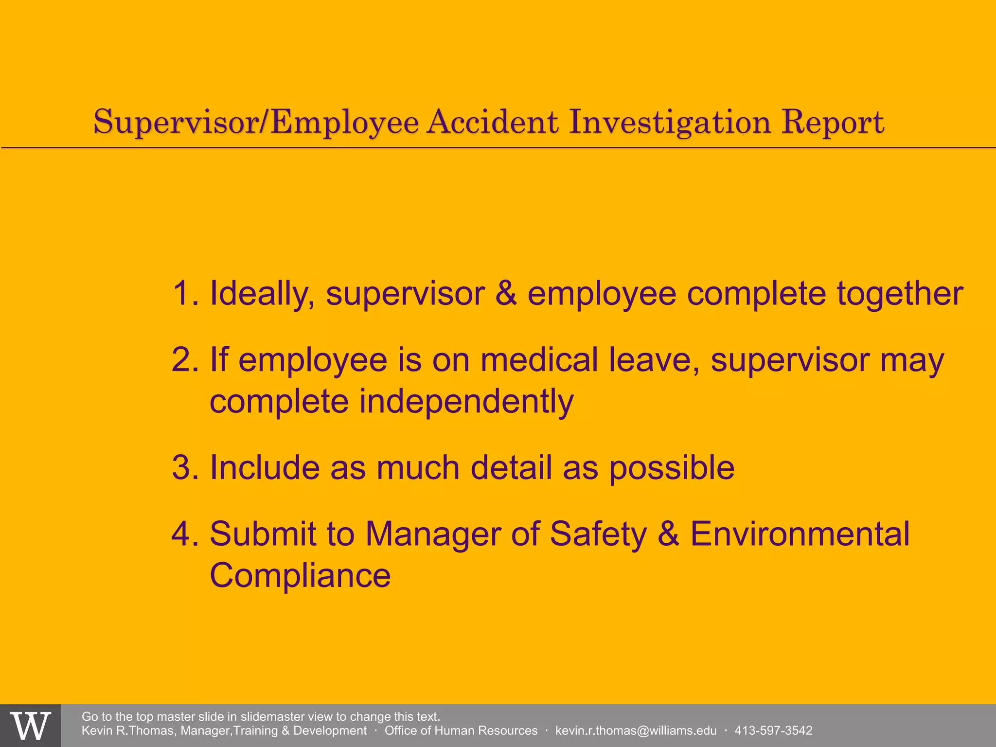 Accident reporting job aid | PPTX | Human Resources | Business