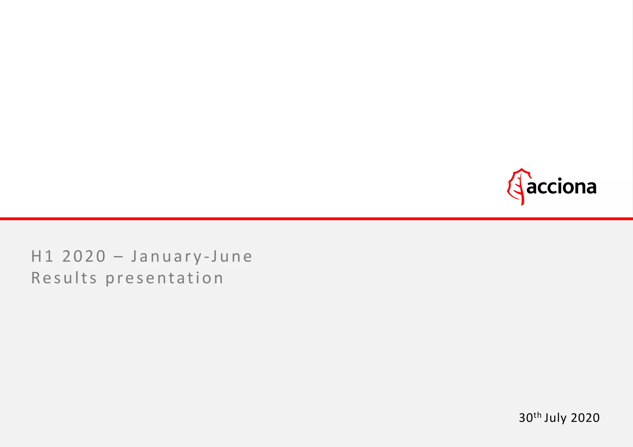 ACCIONA Results Presentation H1 2020 | PPT