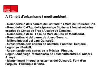 Accions de govern del PSC d'Horta-Guinardó | PPT