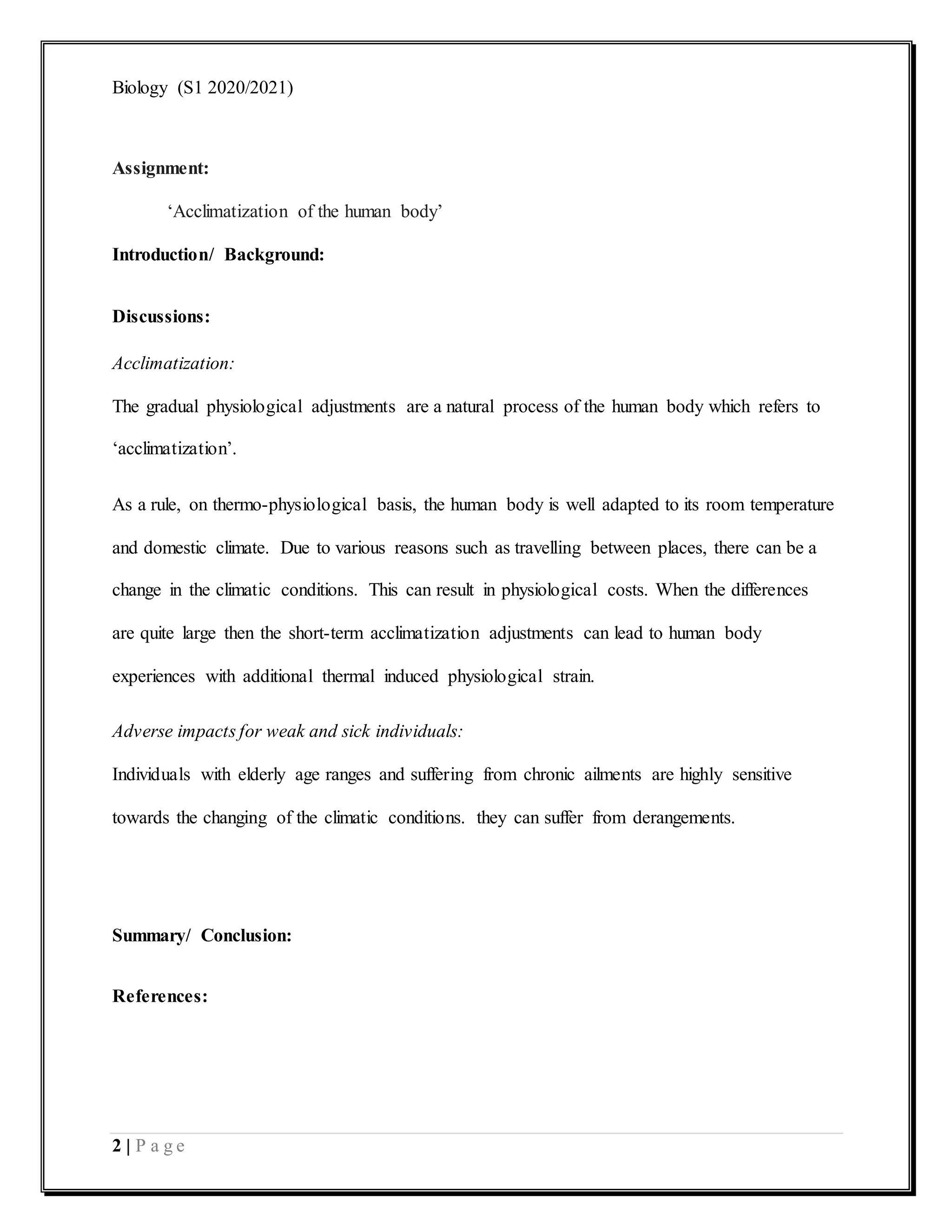 Acclimatization of the human body saeed alhashimi copy | DOCX