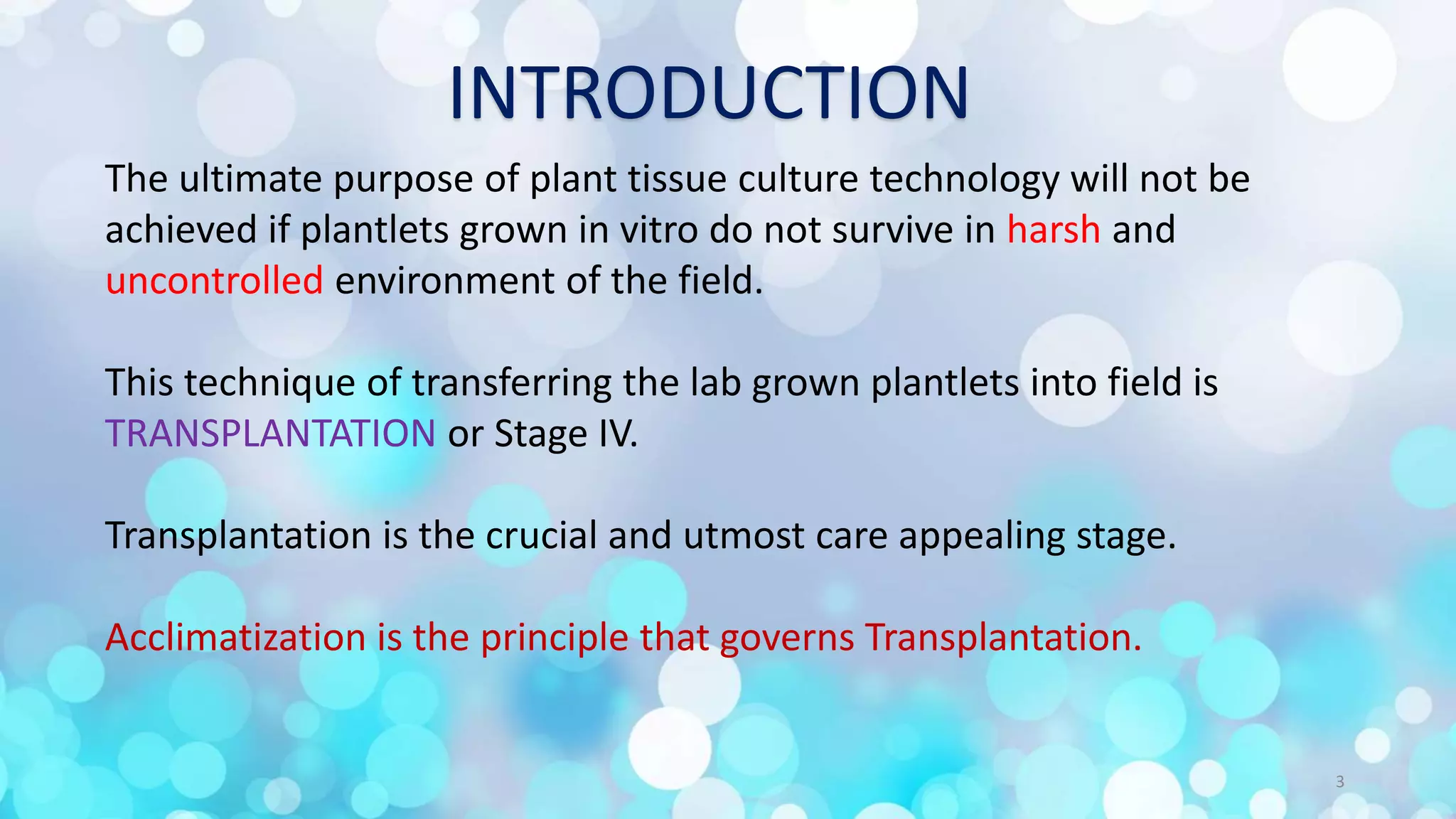 Acclimatization of plantlets | PPTX