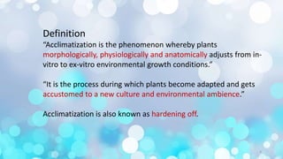 Acclimatization of plantlets | PPTX