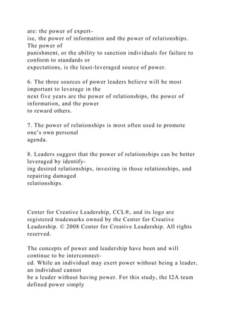 A CCL Research White PaperThe Role of Power inEffective .docx