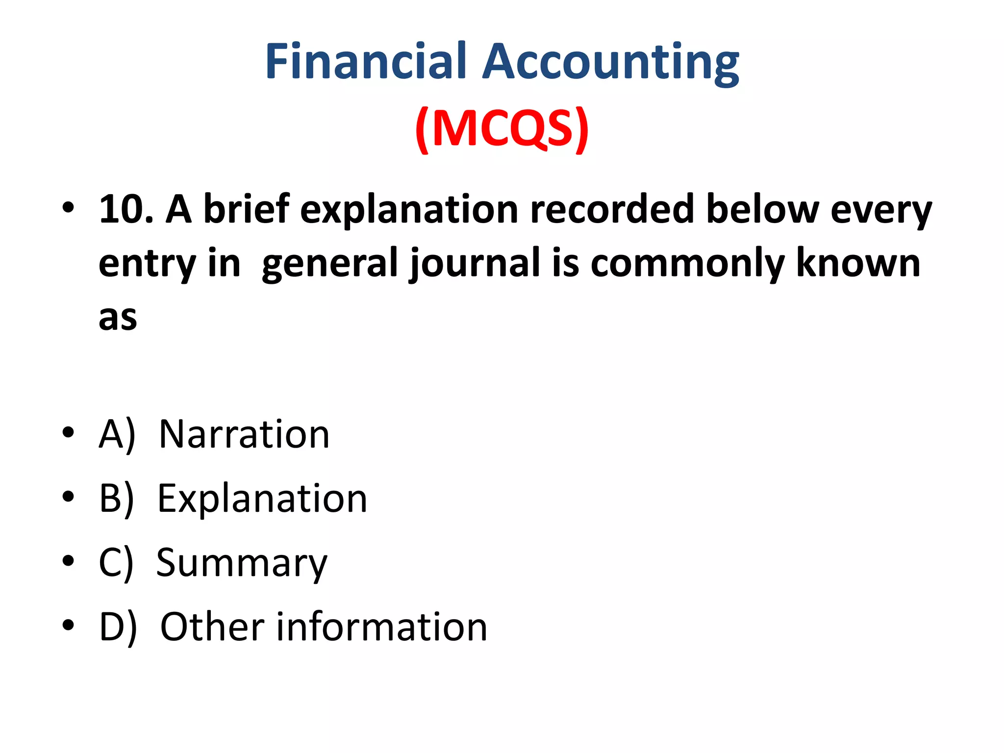 Financial Accounting (MCQS) | PPTX