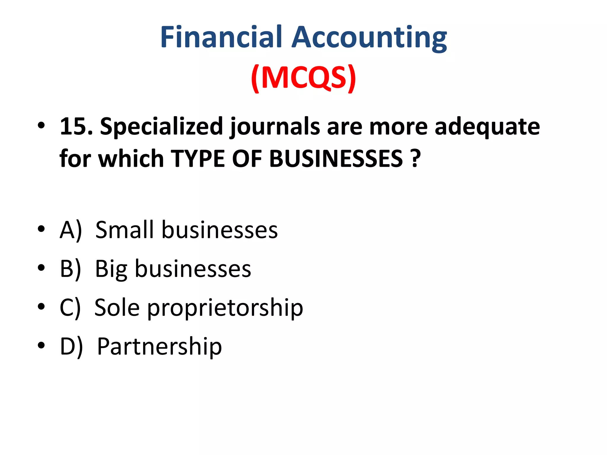 Financial Accounting (MCQS) | PPTX